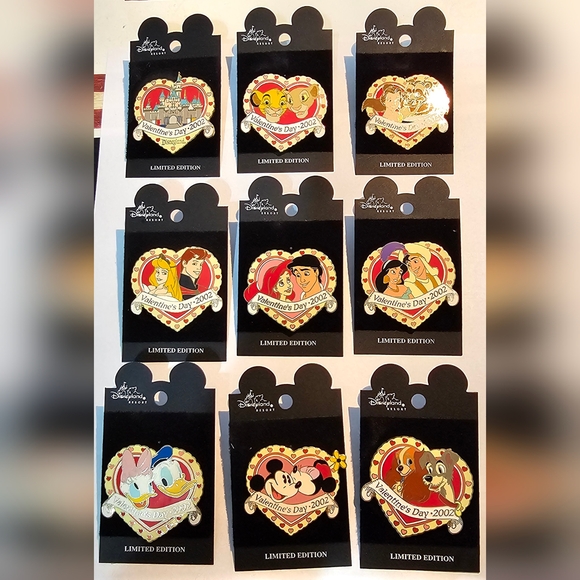 Disney | Other | Disney Valentines Day Pins Complete Set 9 Pieces Full ...